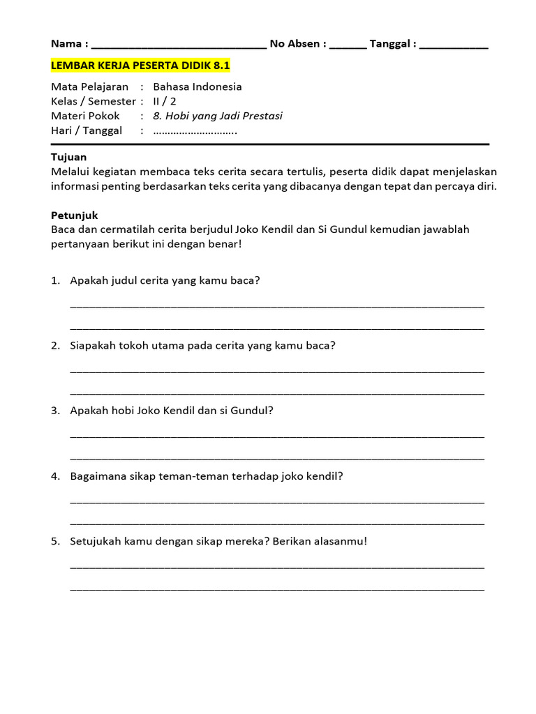 3587__LKPD_8-1_Memahami_Bacaan_Komik_Joko_Kendil | PDF