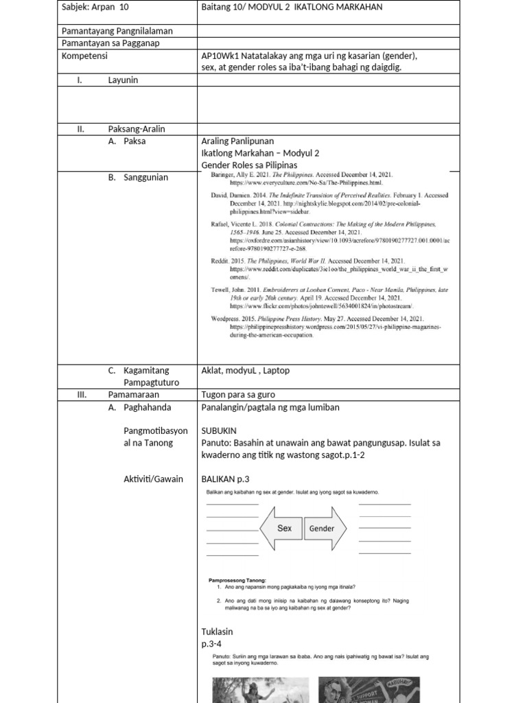 Arpan 10 DLL Q3 Modyul 2 | PDF
