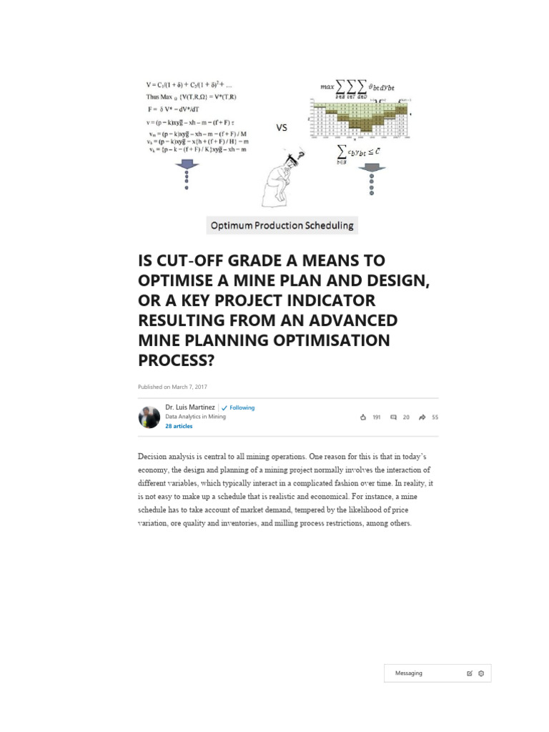 Is Cut-Off Grade A Means To Optimise Mine Plan and Design | PDF | Net ...