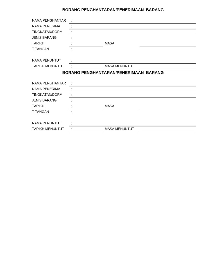Borang Penghantaran | PDF