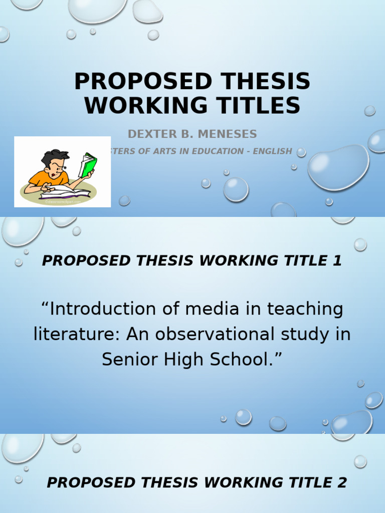 Proposed Thesis Working Titles | PDF | Curriculum | Learning