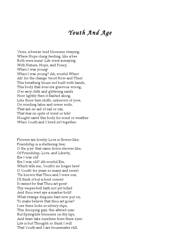 Coleridge's Reflection on Youth and Age | PDF