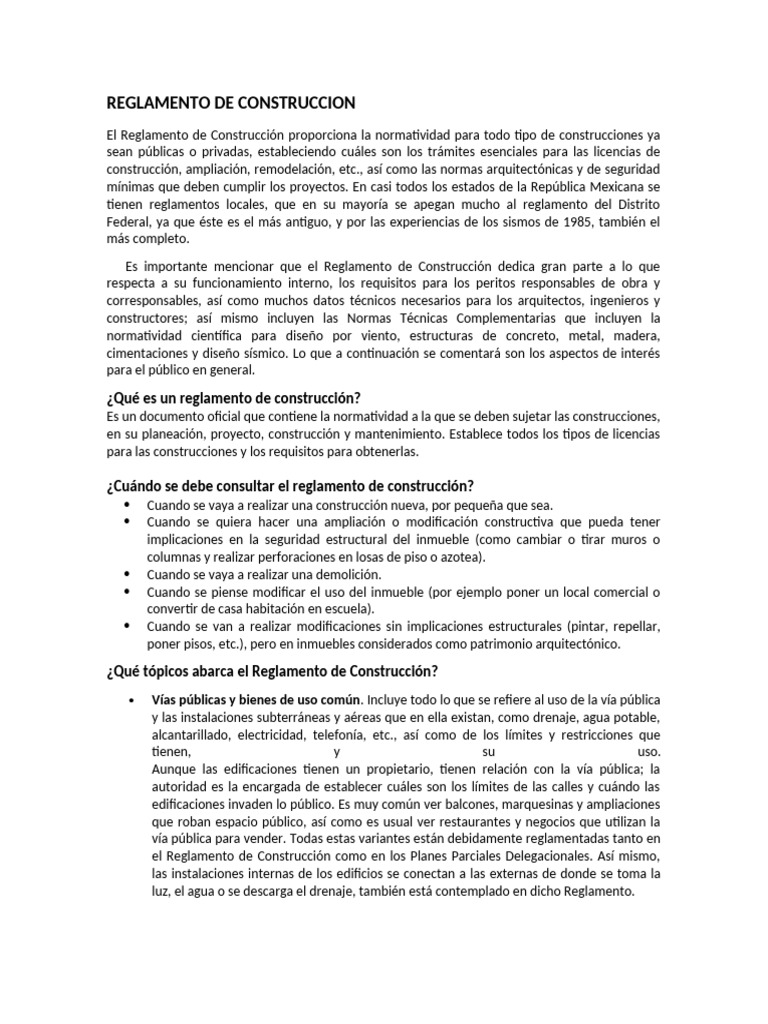 Que Es Un Reglamento de Construccion | PDF | edificio