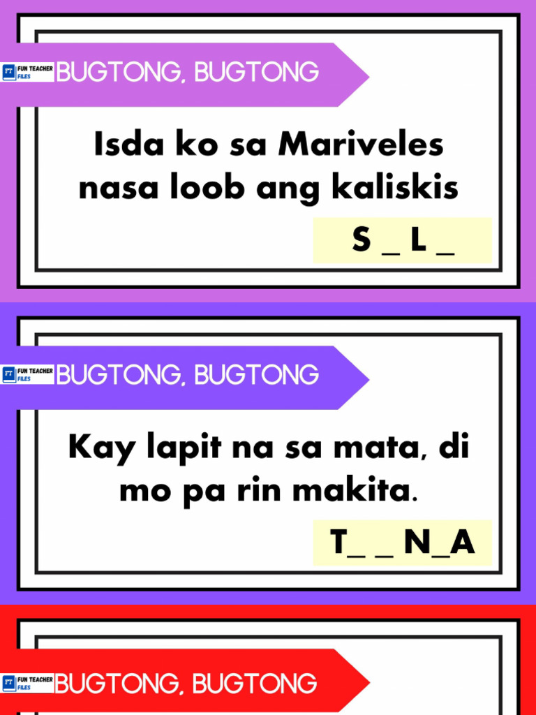 Bugtong Flashcards FTF | PDF