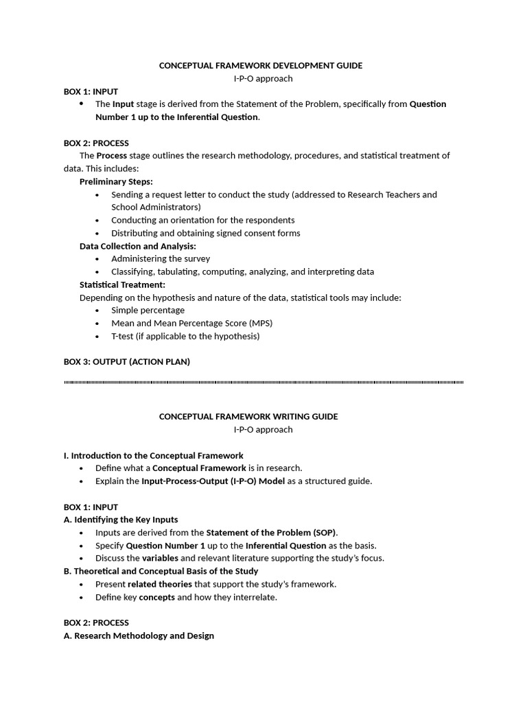 Conceptual Framework Writing Guid I P o Approach 1 | PDF | Statistics ...