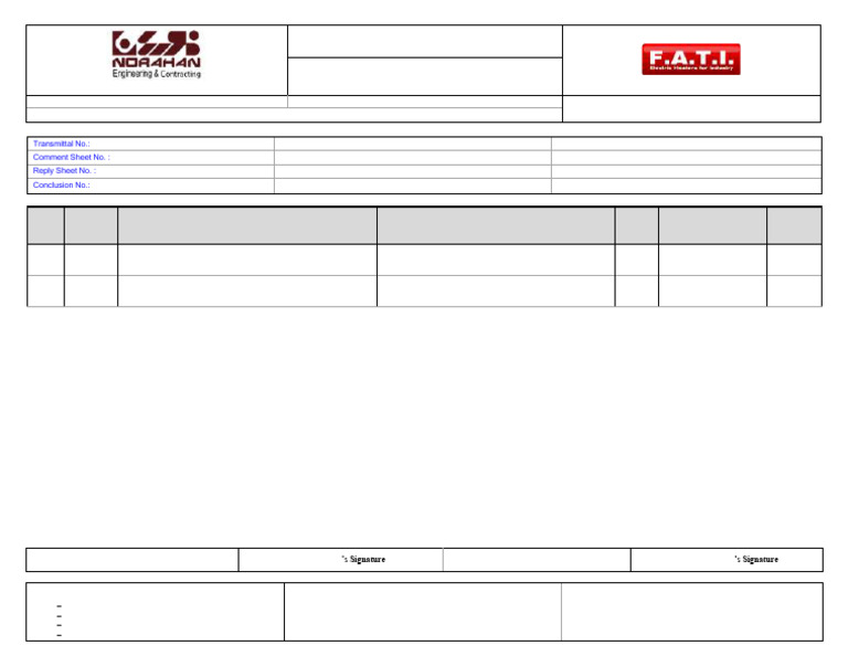 Ilam Petrochemical Company: Comment Sheet/ Reply Sheet/Conclusion | PDF
