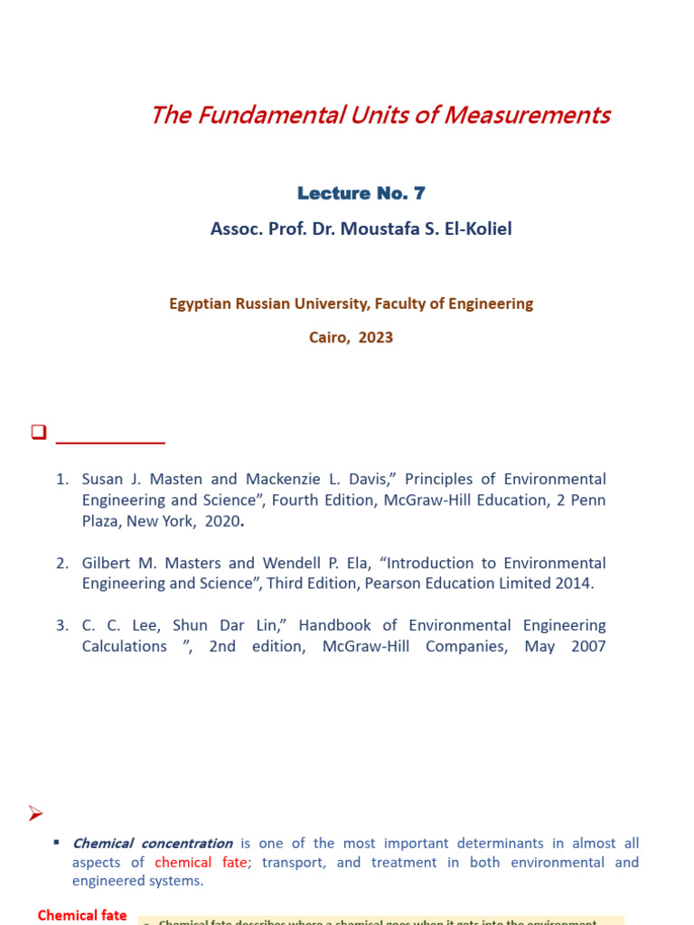 Lecture No. 7 - Environment Science - Units | PDF | Parts Per Notation | Gases