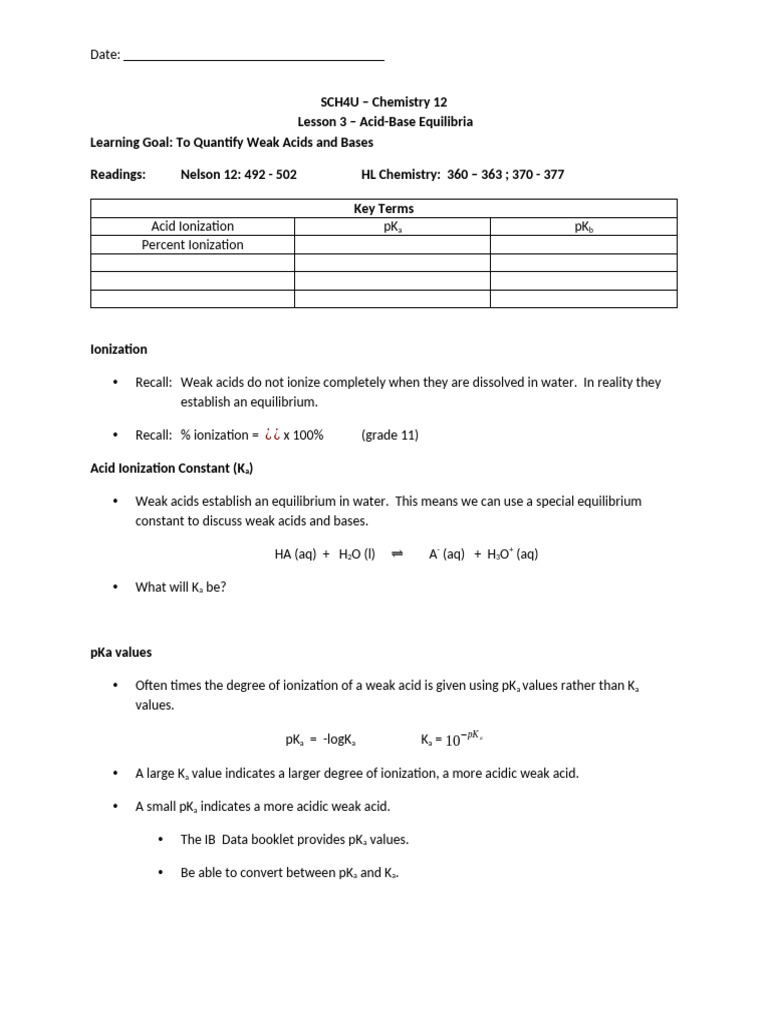 Lesson 3 - Acid - Base - Equilibria 2 | PDF | Acid Dissociation Constant | Acid