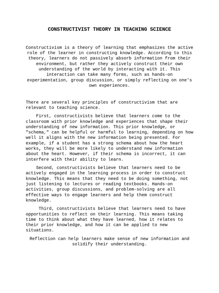 CONSTRUCTIVIST TEACHING THEORY | PDF | Constructivism (Philosophy Of Education) | Psychology