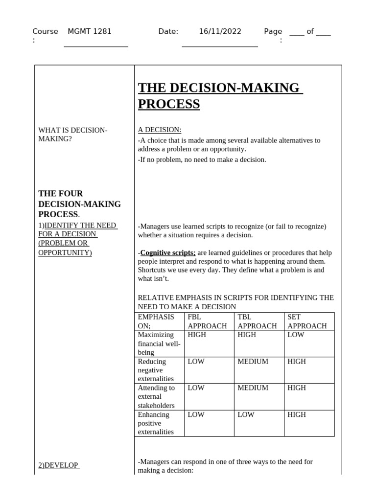 Cornell Notes Template-4 | PDF | Decision Making | Knowledge