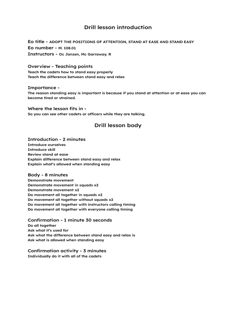 Drill Lesson | PDF