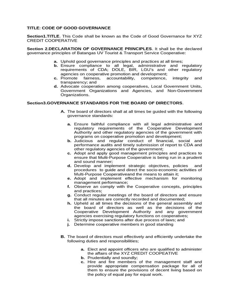 Code of Good Governance AS ASSIGNMENT GRUP 2 | PDF | Board Of Directors ...