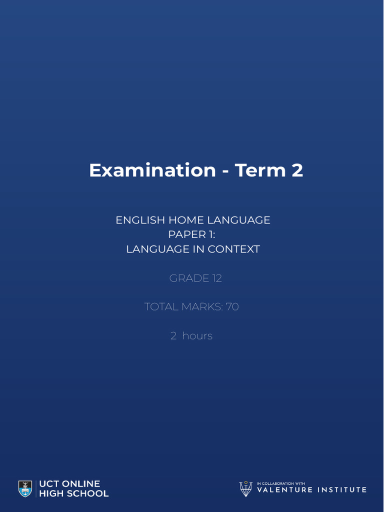 Grade 12 English Exam: Language in Context | PDF | Clothing | Plagiarism