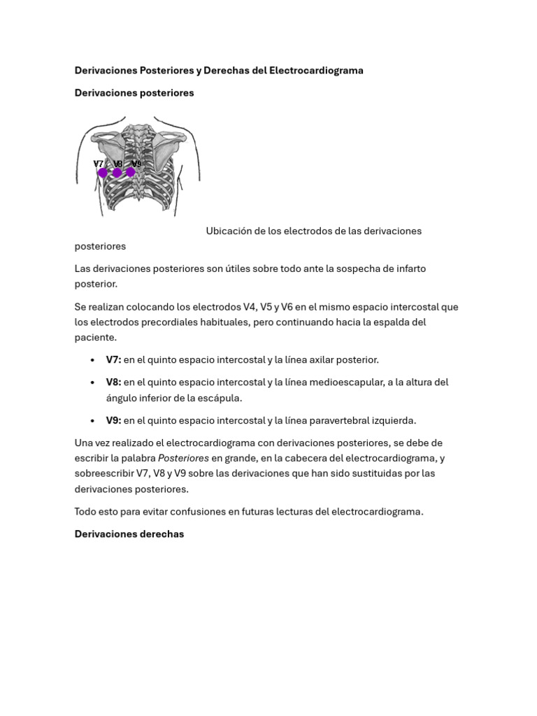 Derivaciones Posteriores y Derechas ECG | PDF