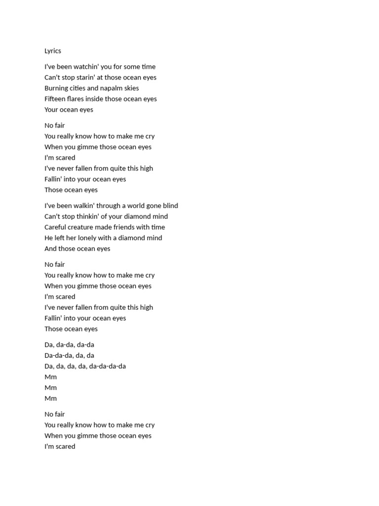 Ocean Eyes Lyrics Analysis | PDF