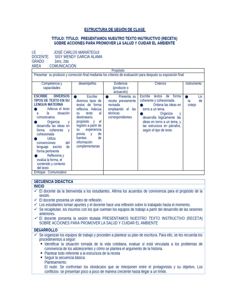 Clase sobre Redacción de Recetas | PDF | Evaluación