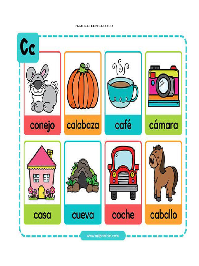 Palabras Con Ca Co Cu | PDF