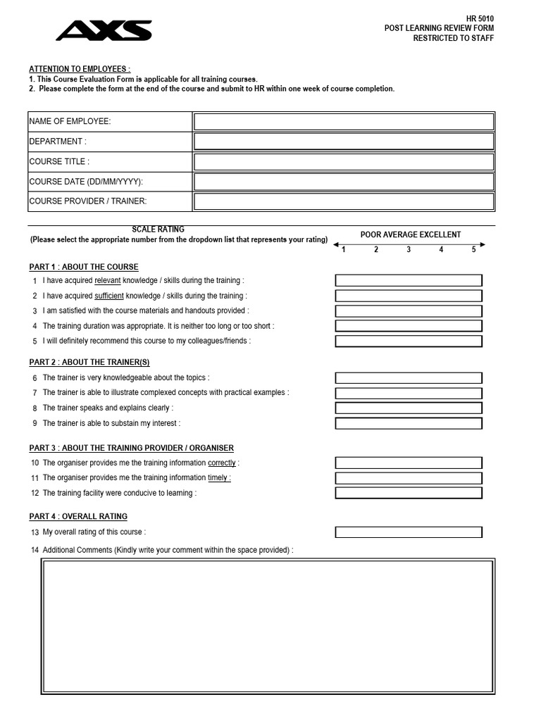 HR5010 - Post Learning Review Form (v1.1) | PDF | Intelligence ...