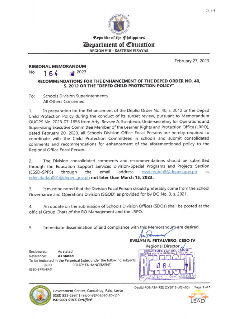 RM-s2023-164 Child Protection Policy | PDF