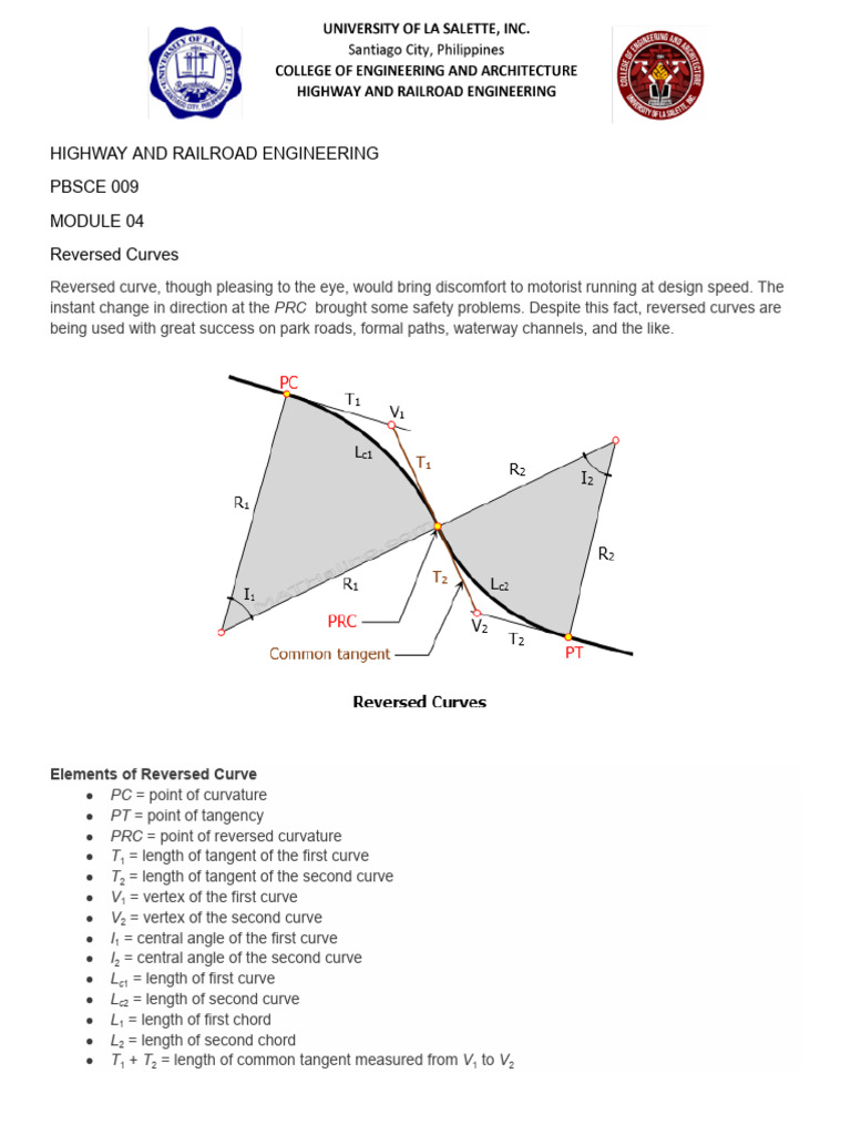 Reversed Curves in Highway Engineering | PDF