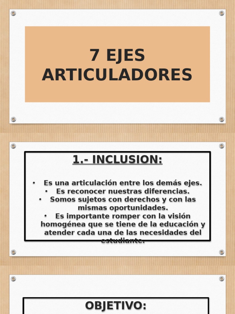 Presentación de Power Point Sobre Los 7 Ejes Articuladores | PDF | Inclusión (Educación ...