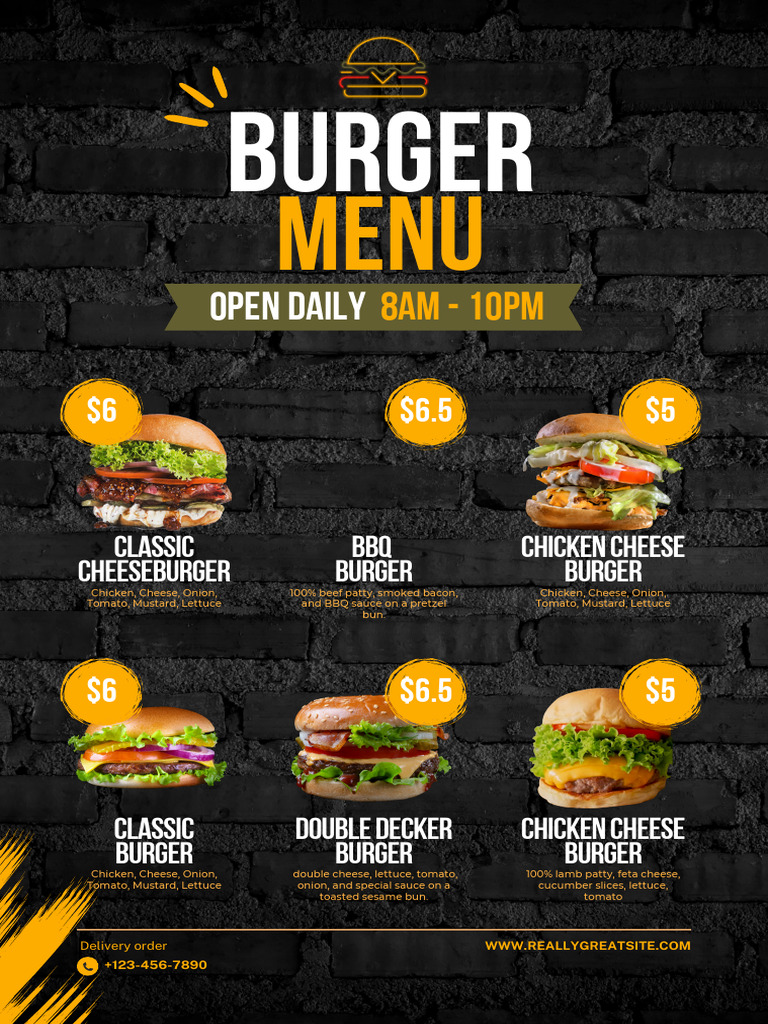 Black and Yellow Illustrative Burger Price List - 20250323 - 214110 ...