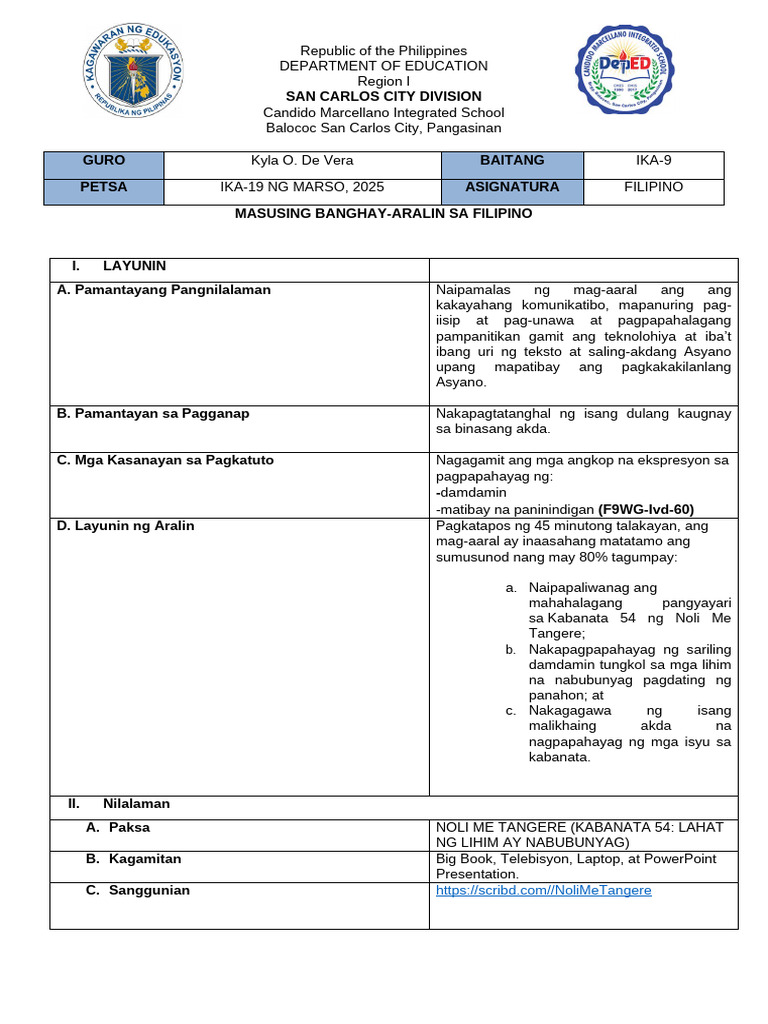 Pinal-Na-Masusing-Banghay-Aralin Sa Filipino 9-Reviseddddd | PDF