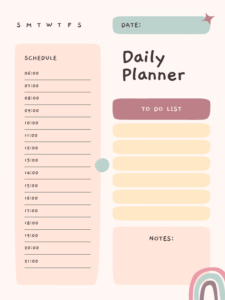 Boho Playful Pastel Abstract Rainbow Daily Weekly Monthly Planner | PDF