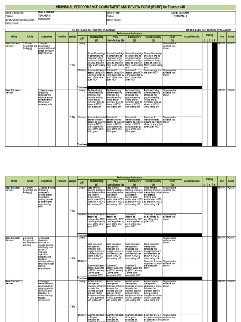 Automated IPCRF (T1-T3) | PDF | Learning | Teachers