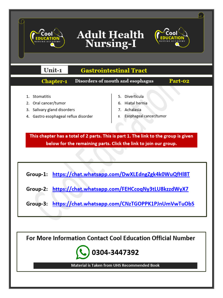 AHN-1 Chapter 1 Part 2 Prepared by Cool Education | PDF | Gastroesophageal Reflux Disease ...