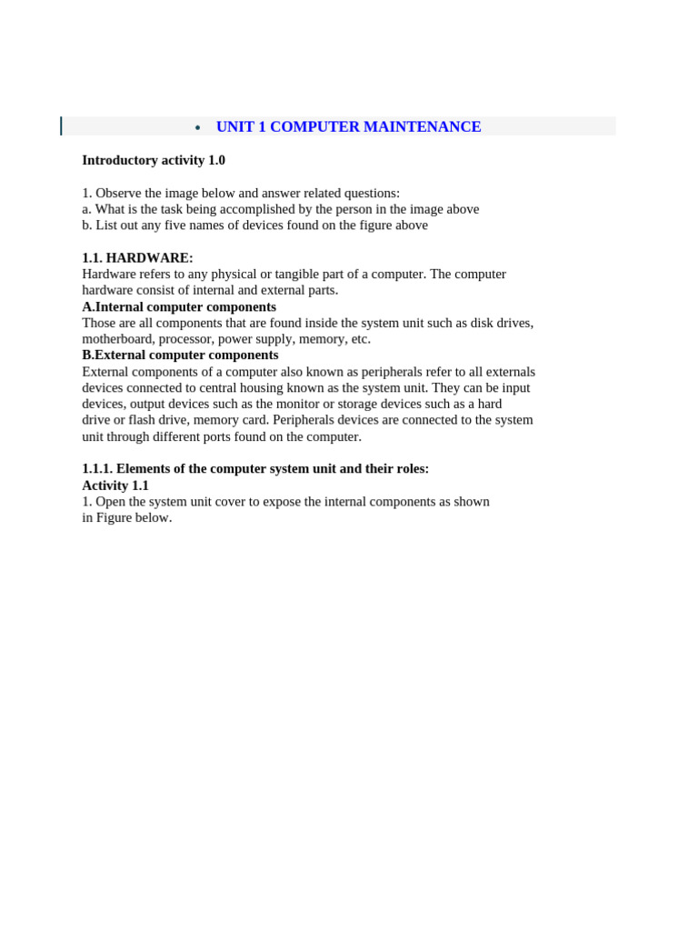 Unit 1 Computer Maintenance | PDF | Computer Data Storage | Malware
