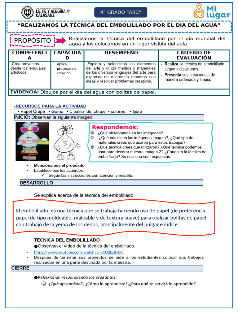 Sesion de Aprendizaje Arte y Creatividad | PDF | Aprendizaje | Cognición