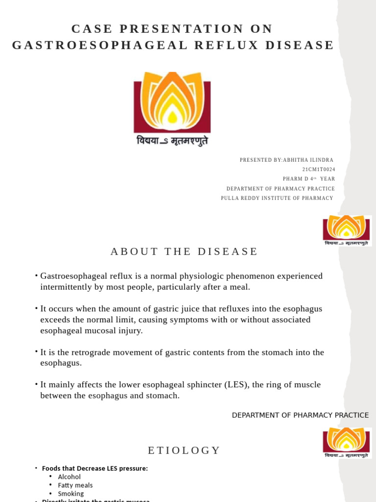 Case Presentation On GERD | PDF | Gastroesophageal Reflux Disease | Esophagus