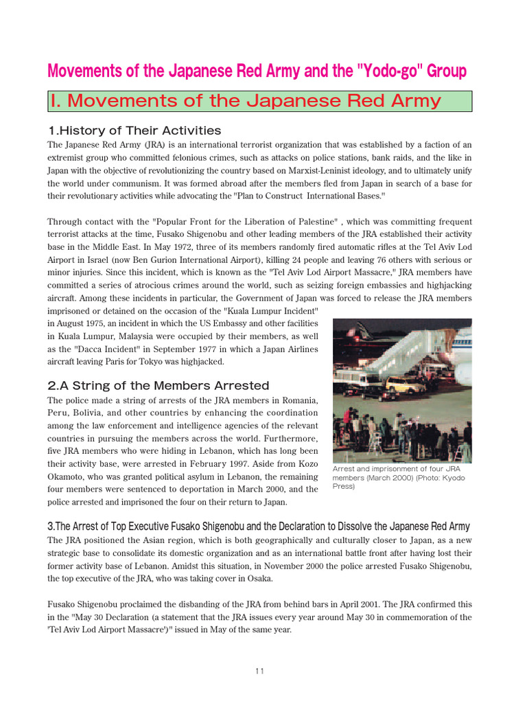 Movements of The Japanese Red Army and The "Yodo-Go" Group | PDF ...