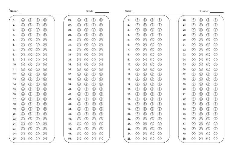 50 item answer sheet | PDF