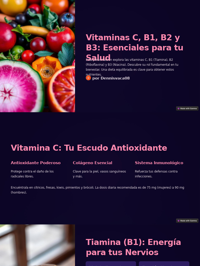 Vitaminas C B1 B2 y B3 Esenciales para Tu Salud | PDF | Vitamina ...