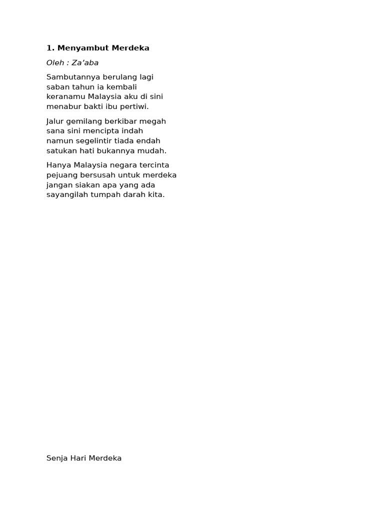 Sajak Kemerdekaan Malaysia yang Menggugah | PDF
