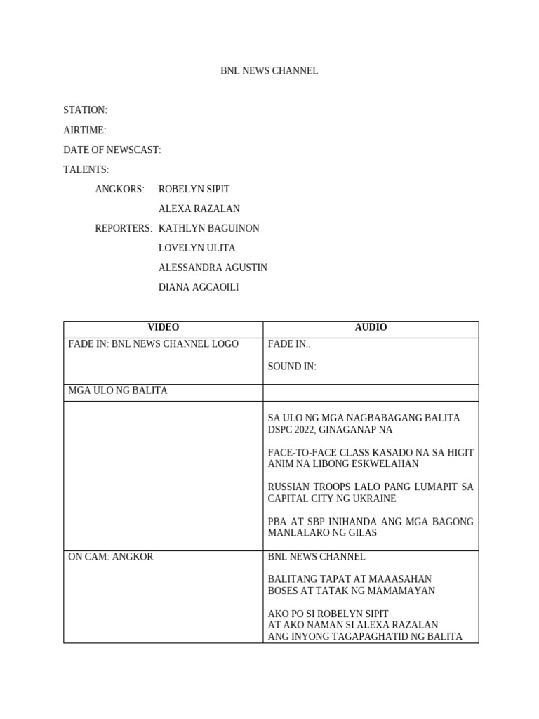 TV Broad Script Draft | PDF