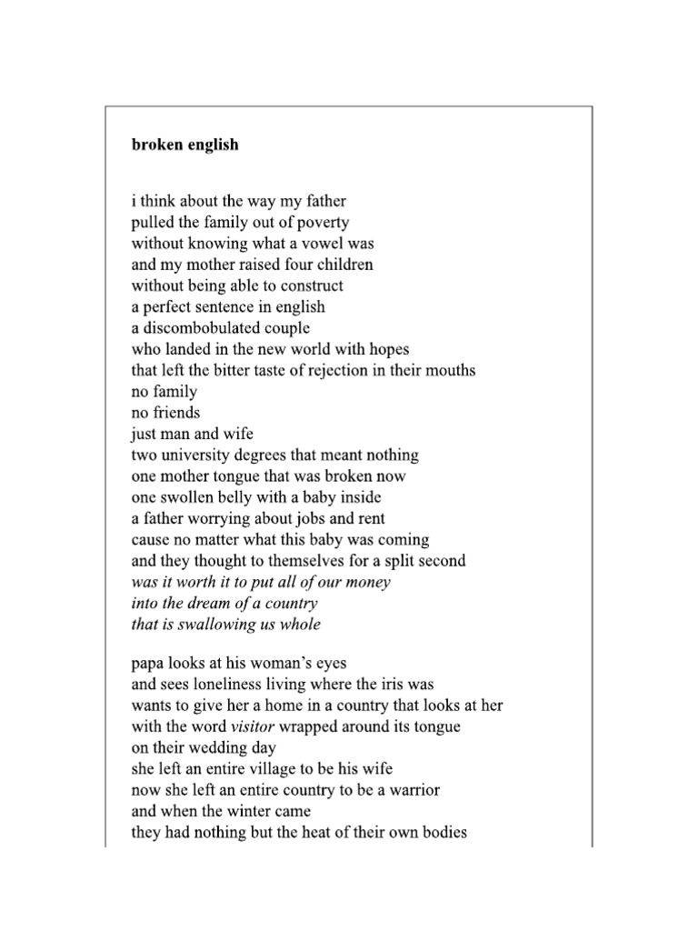 Broken English by Rupi Kaur | PDF