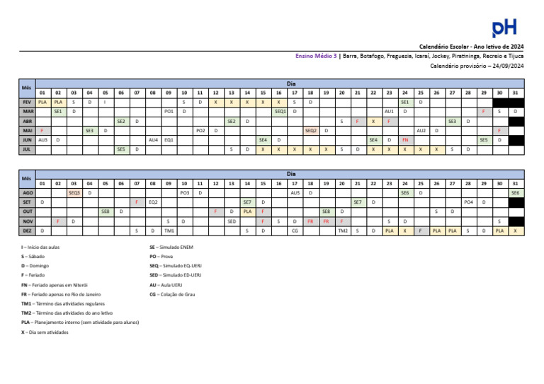 Calendário - 2024 - EM3 Alunos v6 | PDF