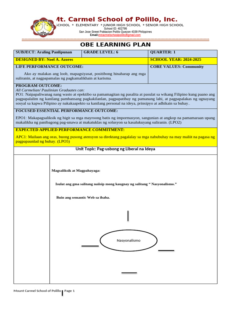 Learning Plan Ap 6 Week 2 | PDF