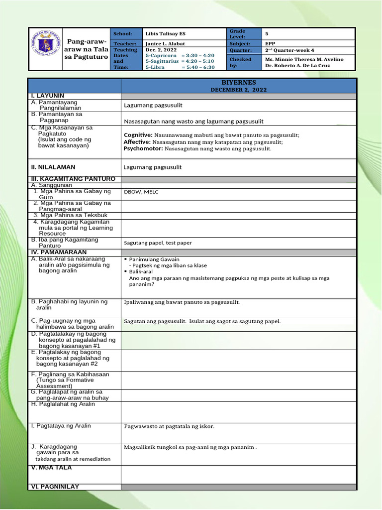 DLP - Epp-5 - Q2 - W1-Dec 2 | PDF