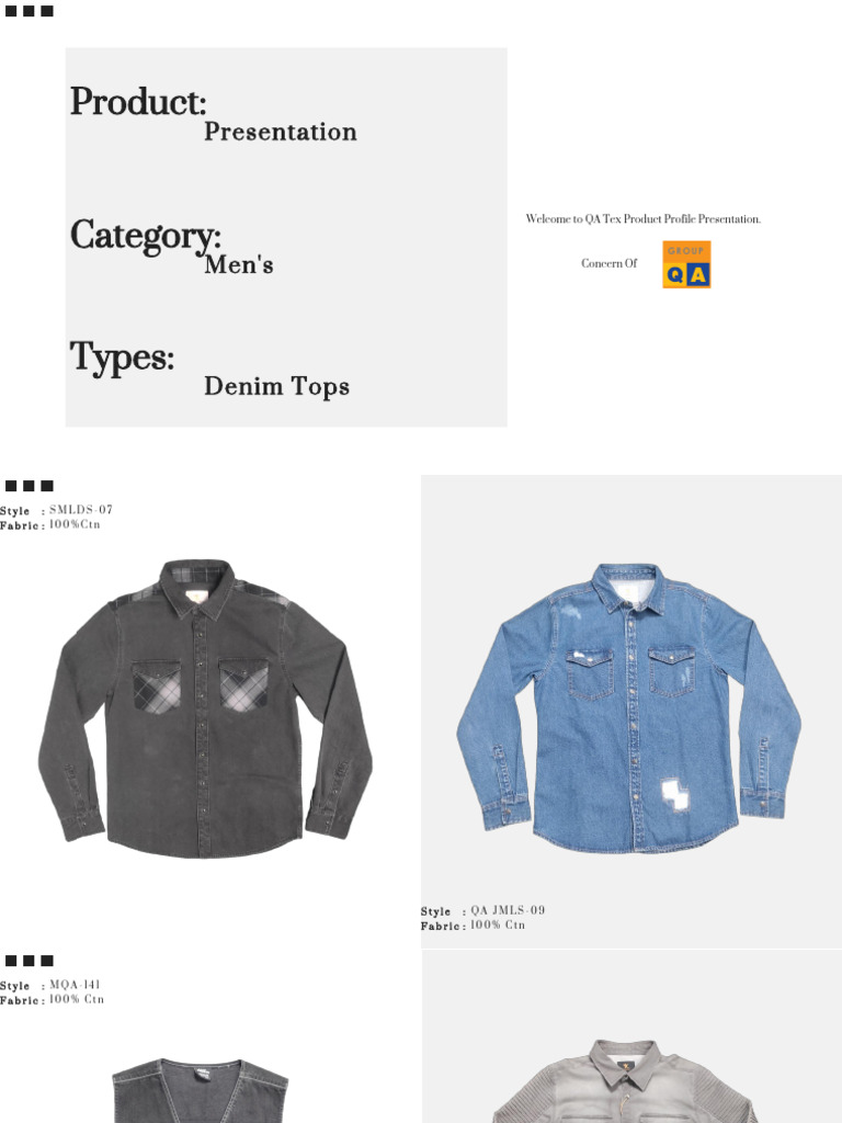 Men's Denim Tops Product Profile | PDF