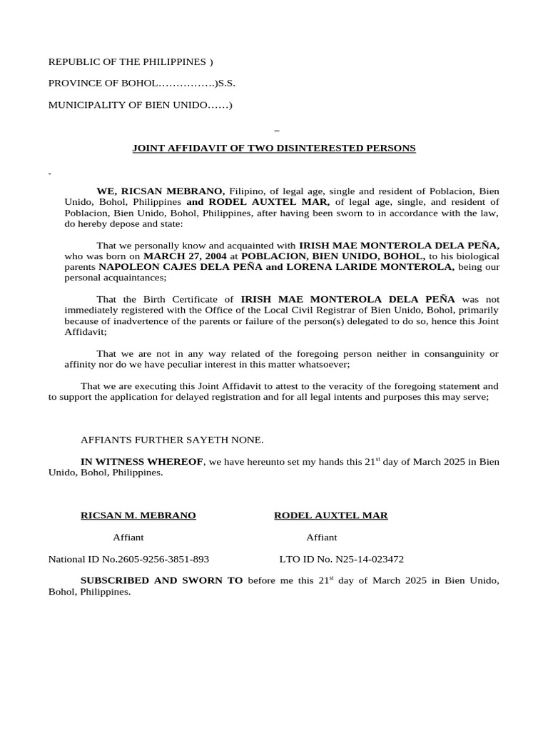 Republic of The Philippines | PDF | Affidavit | Evidence