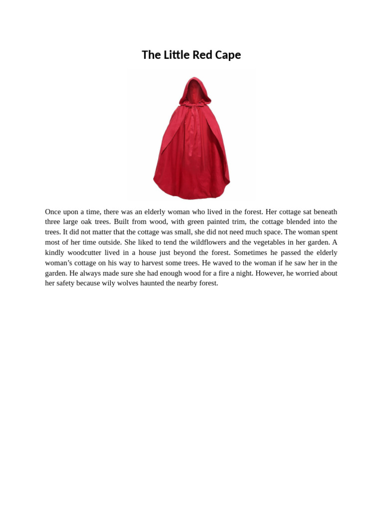 The Little Red Cape | PDF | Fairy Tales | Folklore