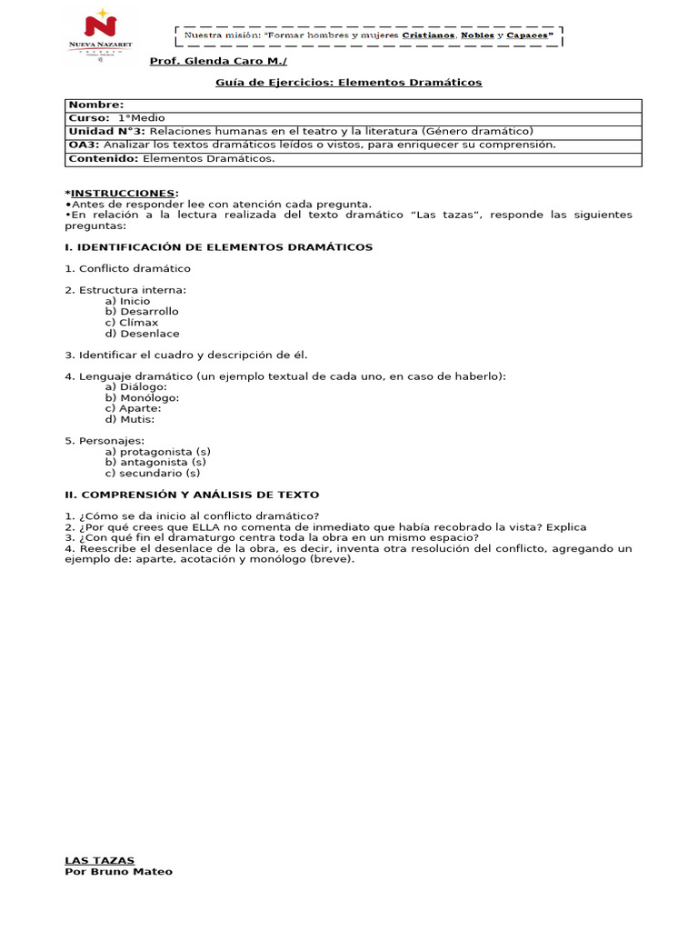 Actividad Elementos Dramáticos | PDF | Amor