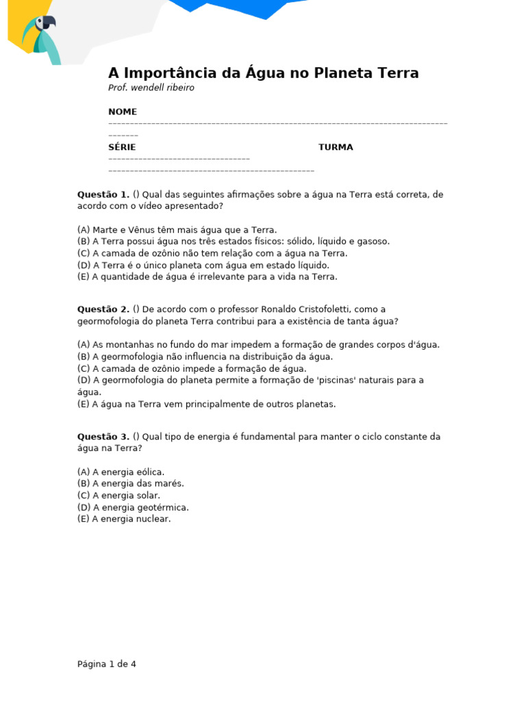 A Importncia Da Gua No Planeta Terra | PDF | Água | Antártica