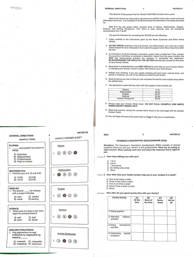 Nat Exam 2023 2024 | PDF