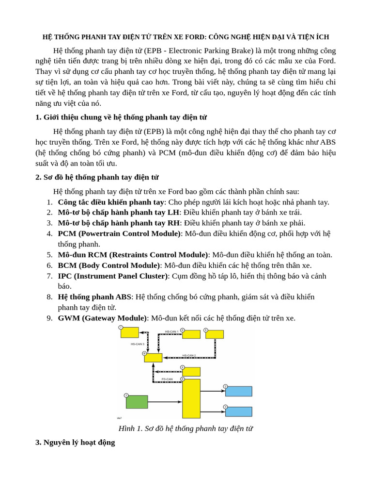 HỆ THỐNG PHANH TAY ĐIỆN TỬ TRÊN XE FORD (P1) | PDF