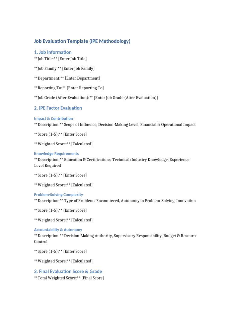 Job Evaluation Template | PDF